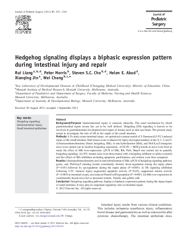 (PDF) Hedgehog signaling displays a biphasic expression pattern during ...