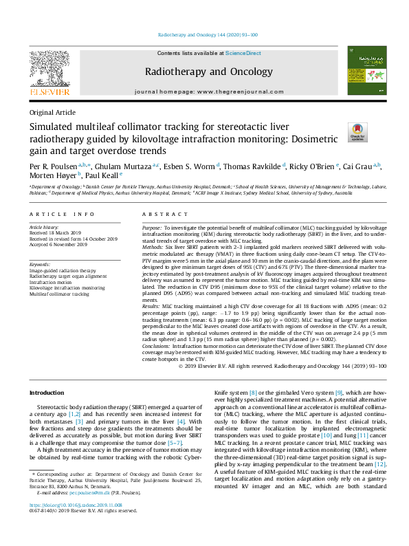 (PDF) Simulated multileaf collimator tracking for stereotactic liver radiotherapy guided by ...