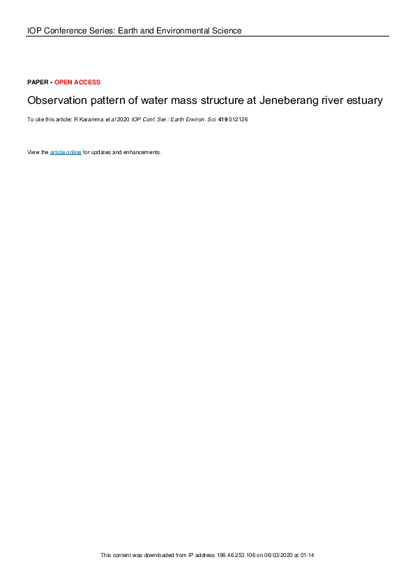 (PDF) Observation pattern of water mass structure at Jeneberang river ...