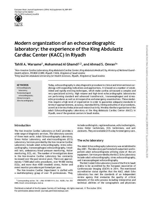 (PDF) Modern organization of an echocardiographic laboratory: the ...