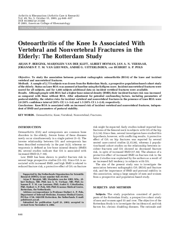 (PDF) Osteoarthritis of the knee is associated with vertebral and ...