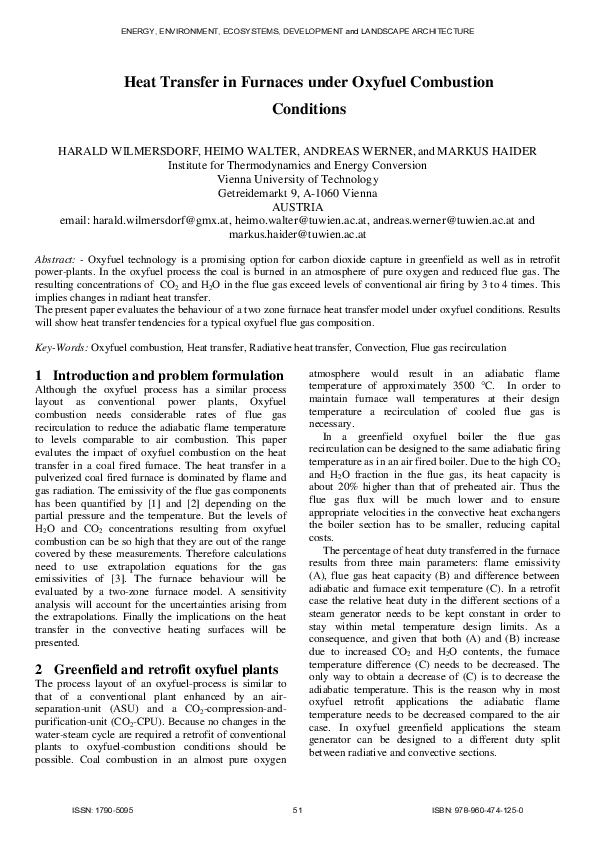 (PDF) Heat Transfer in Furnaces under Oxyfuel Combustion Conditions