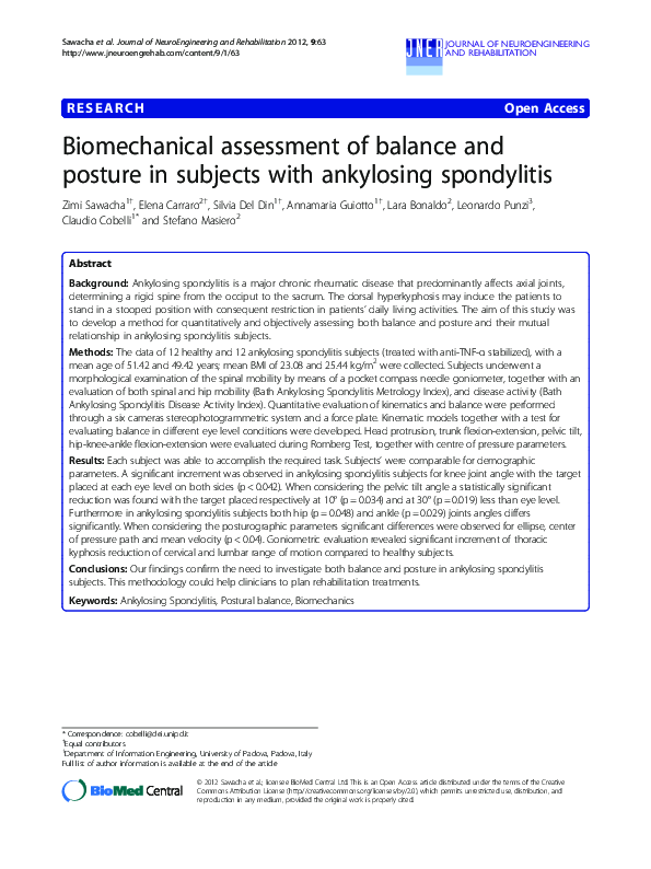 (PDF) Biomechanical assessment of balance and posture in subjects with ...