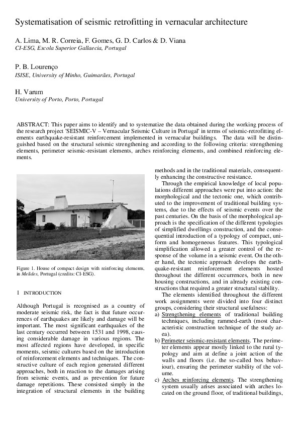 (PDF) Systematisation of seismic retrofitting in vernacular architecture