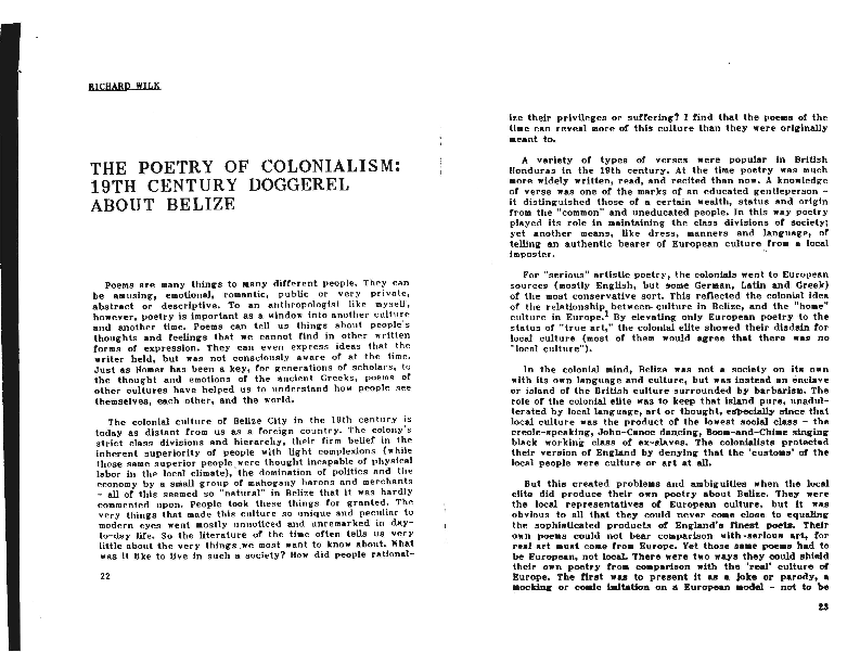(PDF) The Poetry of Colonialism: 19th Century Doggerel about Belize
