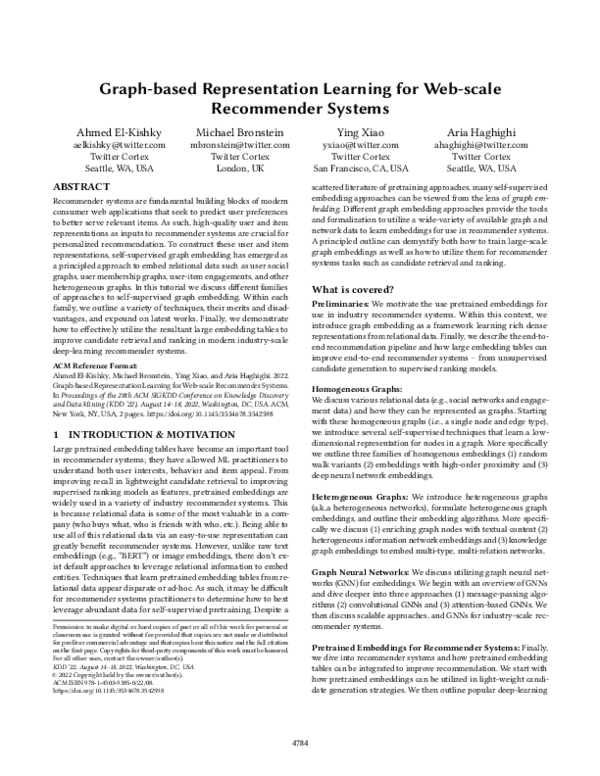 (PDF) Graph-based Representation Learning for Web-scale Recommender Systems
