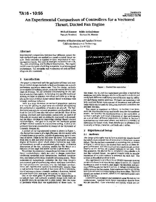 (PDF) An experimental comparison of controllers for a vectored thrust ...