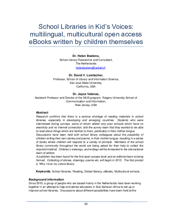 School Libraries in Kid’s Voices