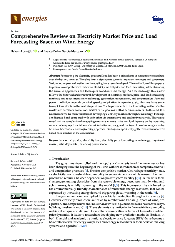 Pdf Comprehensive Review On Electricity Market Price And Load