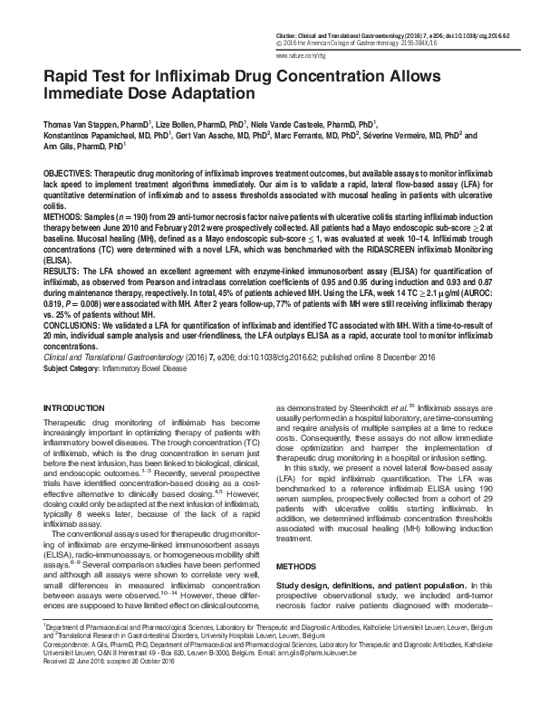 (PDF) Rapid Test for Infliximab Drug Concentration Allows Immediate ...