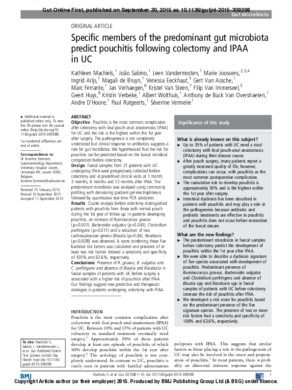 (PDF) Specific members of the predominant gut microbiota predict ...