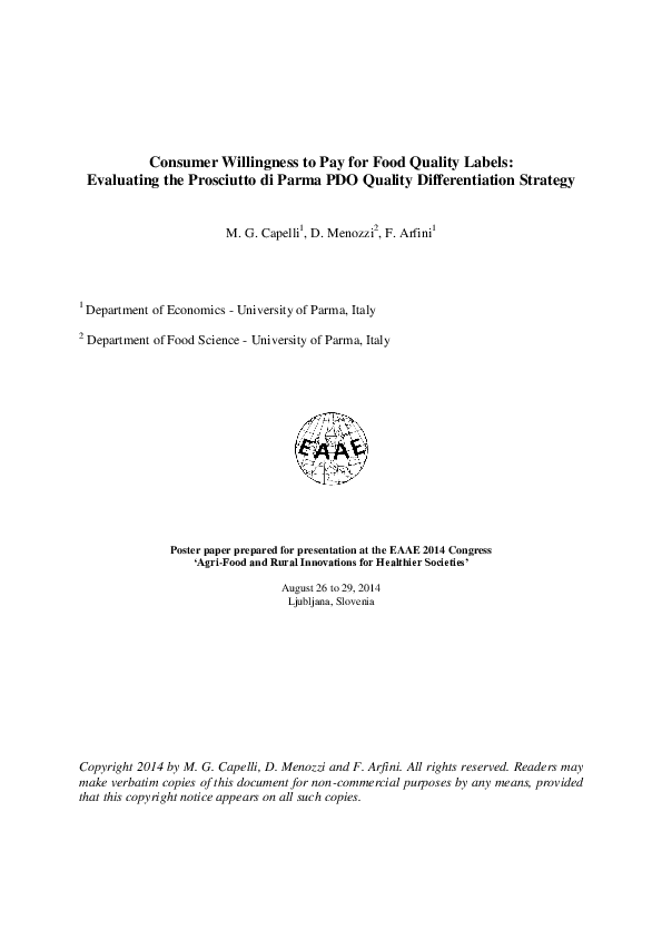 (PDF) Consumer willingness to pay for food quality labels: evaluating ...