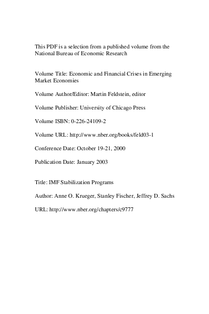 (PDF) IMF Stabilization Programs
