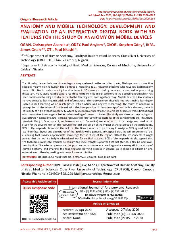 Pdf Anatomy And Mobile Technology Development And Evaluation Of An