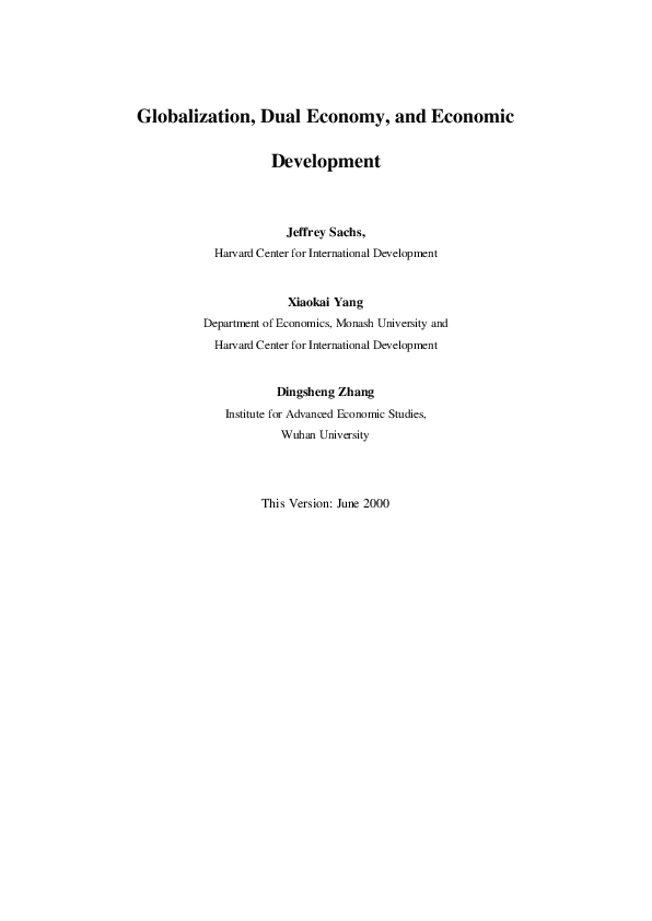 (PDF) Globalization, dual economy, and economic development