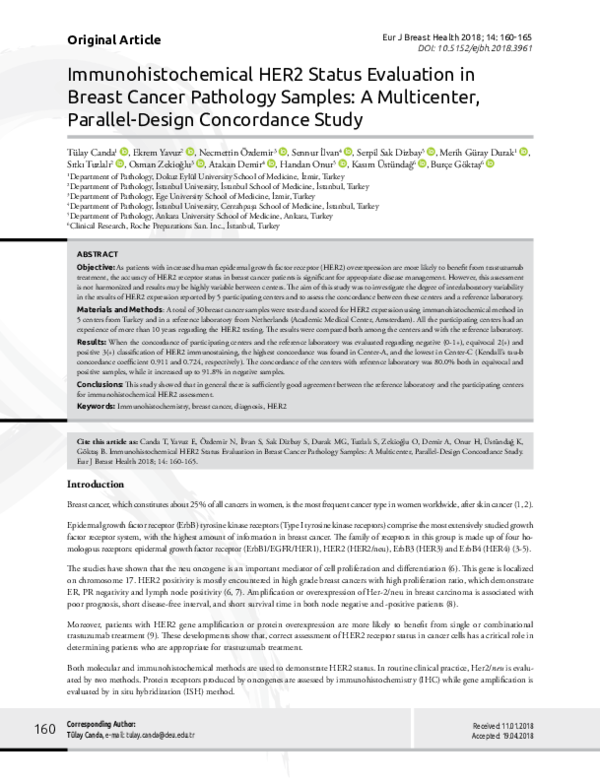 (PDF) Immunohistochemical HER2 Status Evaluation in Breast Cancer ...