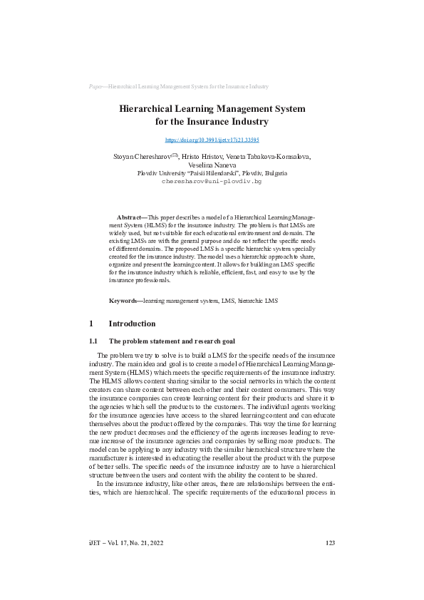 (PDF) Hierarchical Learning Management System for the Insurance Industry