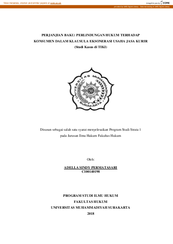 (PDF) Perjanjian Baku: Perlindungan Hukum Terhadap Konsumen Dalam ...