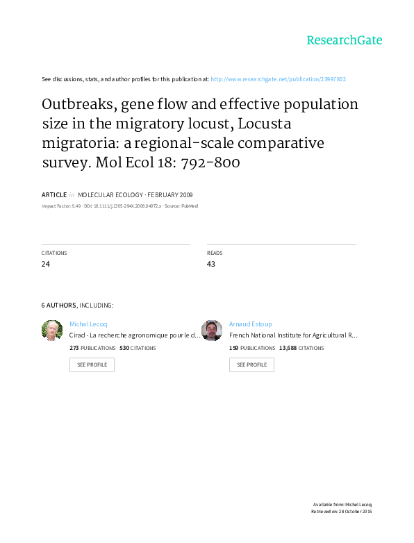 (PDF) Outbreaks, gene flow and effective population size in the ...