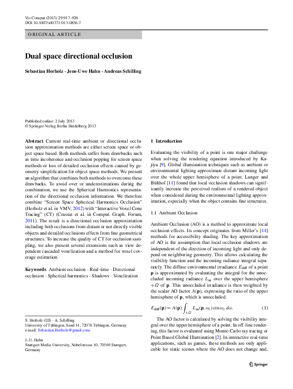 (PDF) Dual space directional occlusion