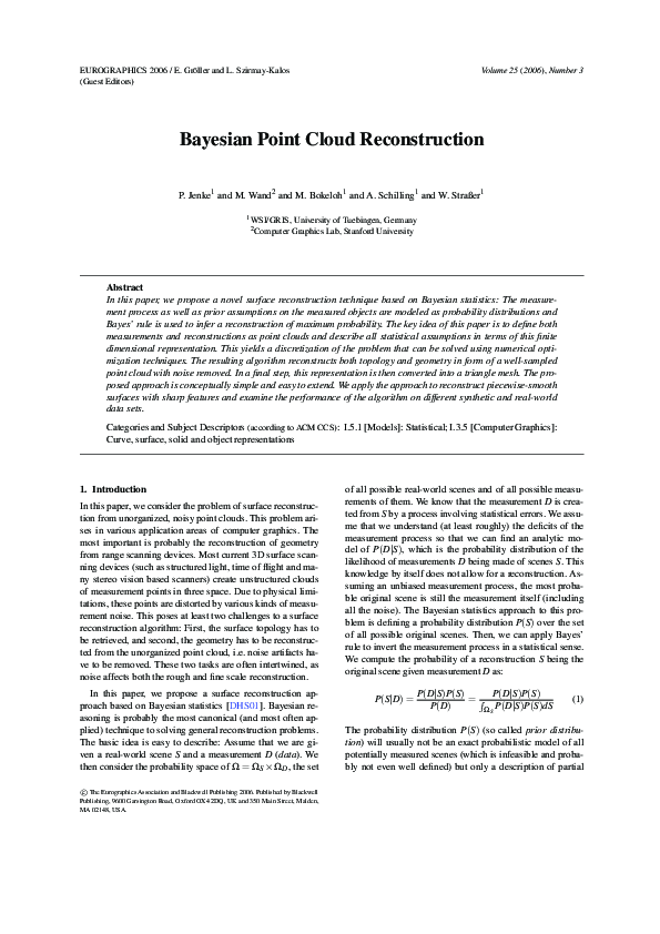 (PDF) Bayesian Point Cloud Reconstruction