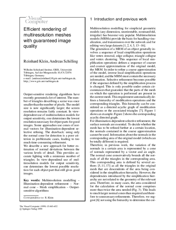 (PDF) Efficient rendering of multiresolution meshes with guaranteed image quality