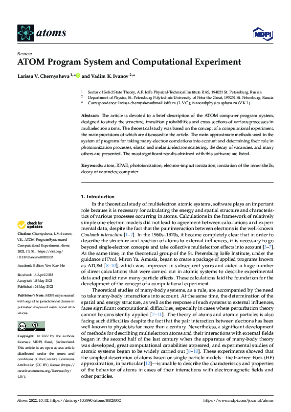 Pdf Atom Program System And Computational Experiment Вадим Иванов