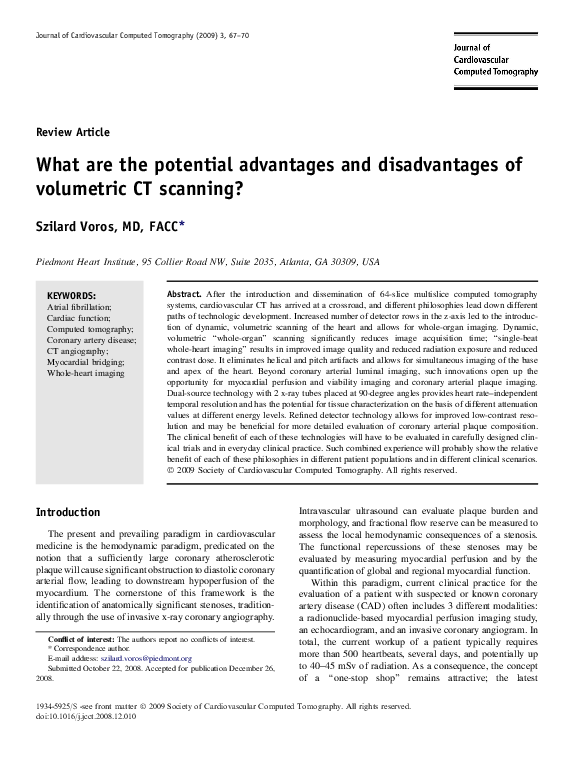 (PDF) What are the potential advantages and disadvantages of volumetric ...