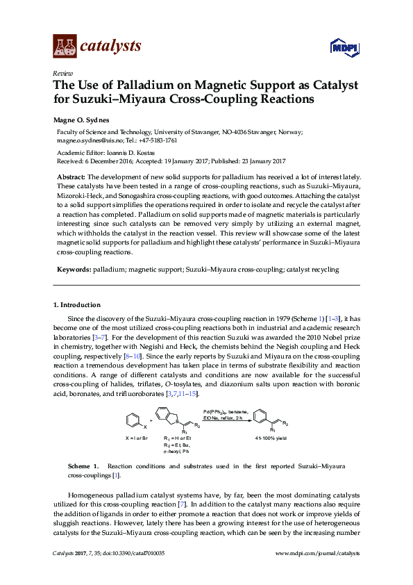 (PDF) The Use of Palladium on Magnetic Support as Catalyst for Suzuki ...