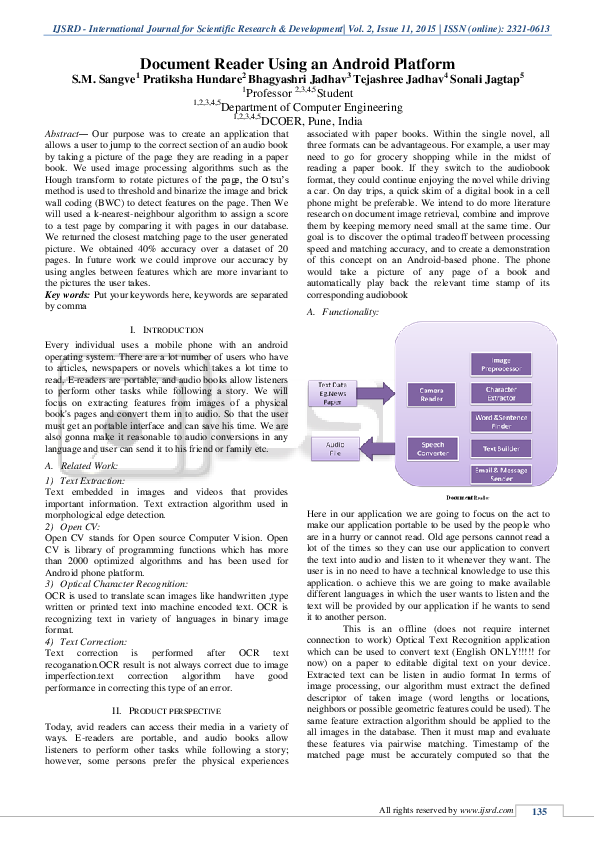 (PDF) Document Reader Using An Android Platform