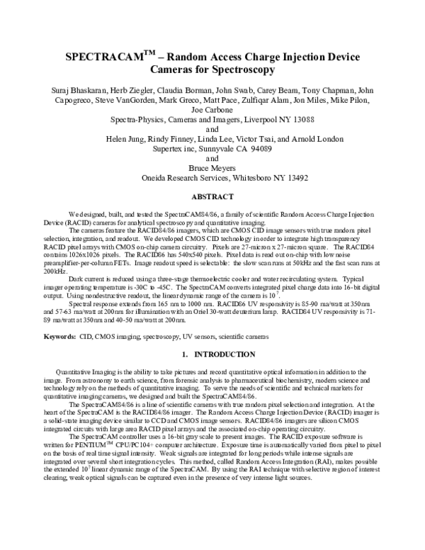 (PDF) SPECTRACAMTM Random Access Charge Injection Device Cameras for ...