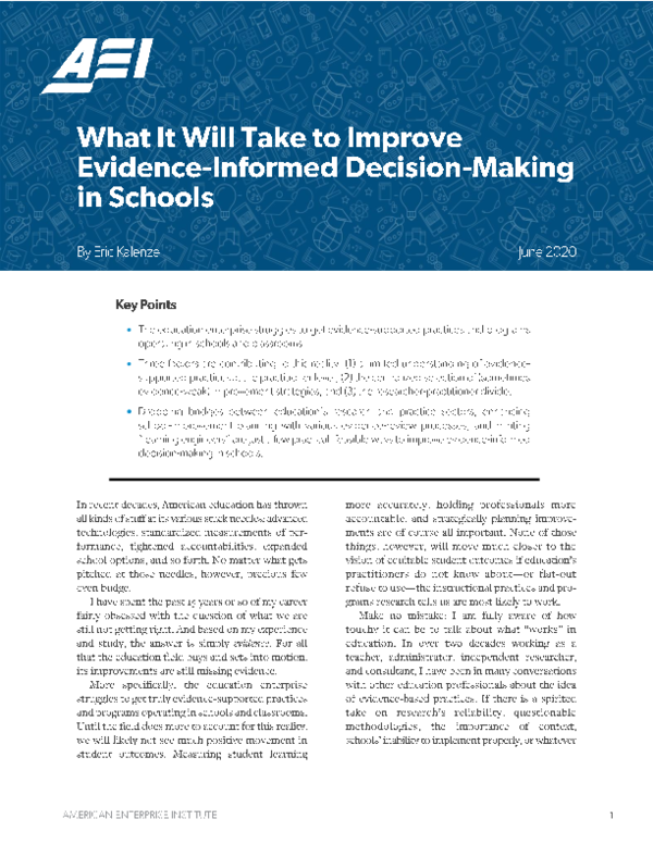 (PDF) What It Will Take to Improve Evidence-Informed Decision-Making in Schools