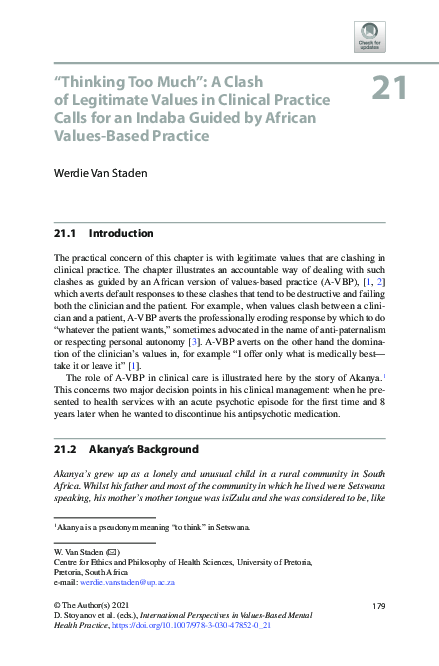 (PDF) “Thinking Too Much”: A Clash of Legitimate Values in Clinical ...