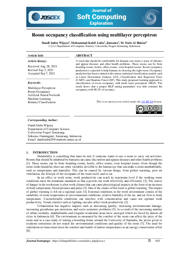 (PDF) Room occupancy classification using multilayer perceptron