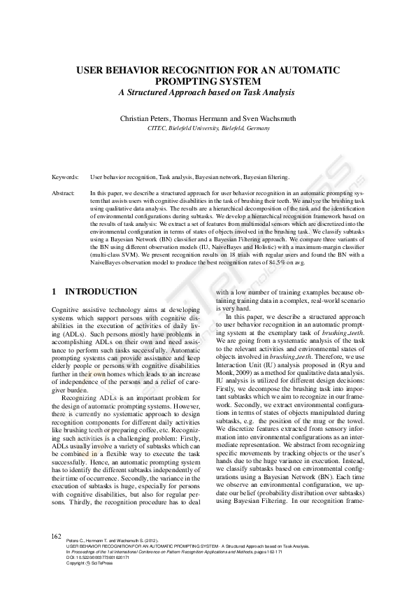 Pdf User Behavior Recognition For An Automatic Prompting System A Structured Approach Based