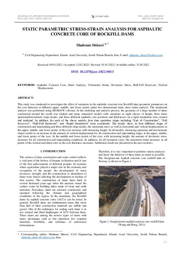 (PDF) Static Parametric Stress-Strain Analysis for Asphaltic Concrete ...