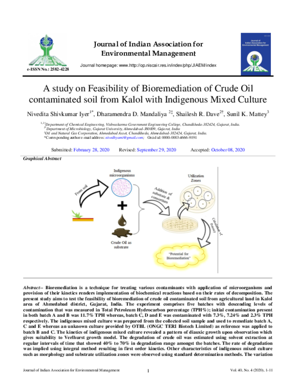 (PDF) A study on Feasibility of Bioremediation of Crude Oil ...