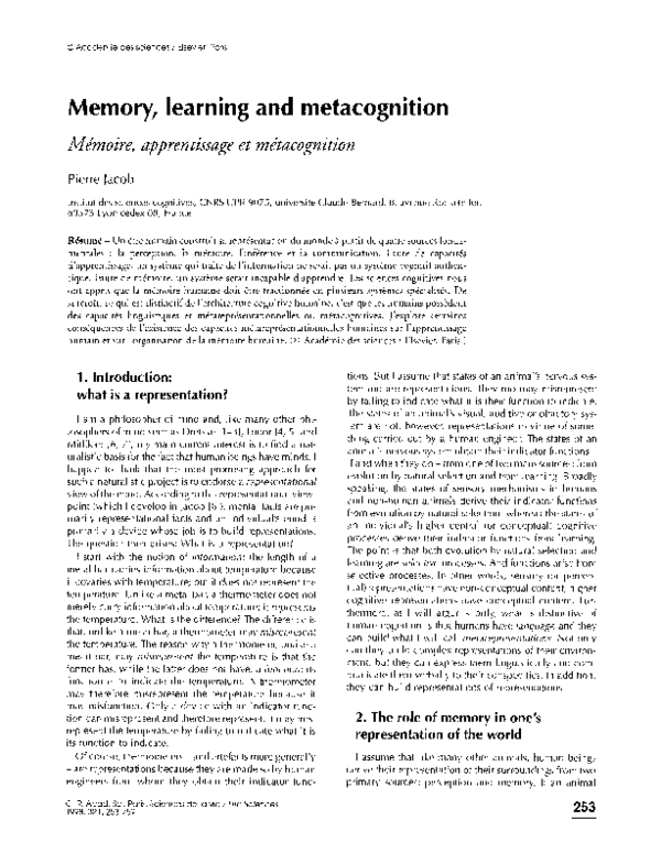 Pdf Memory Learning And Metacognition