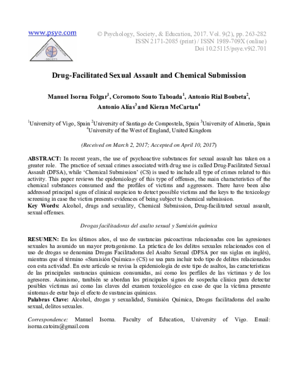 (PDF) Drug-Facilitated Sexual Assault and Chemical Submission