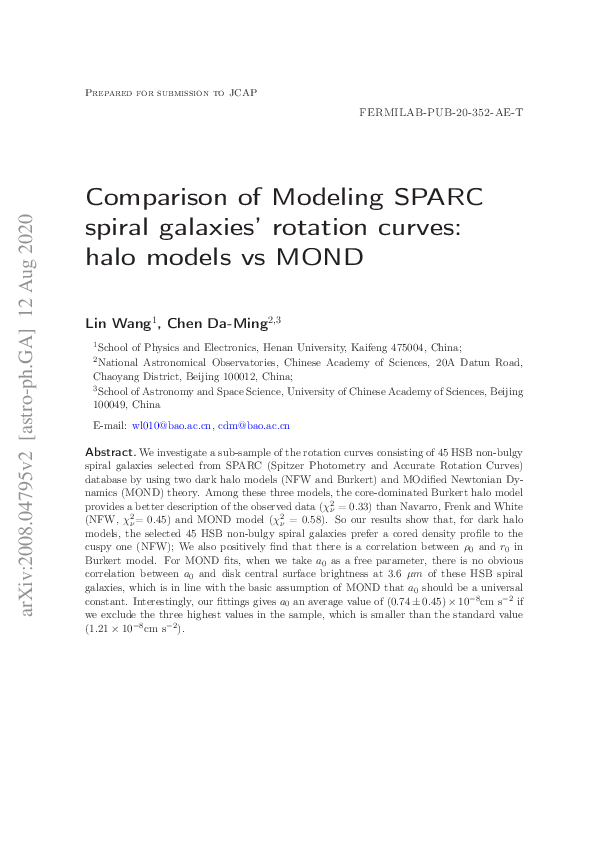 Pdf Comparison Of Modeling Sparc Spiral Galaxies Rotation Curves