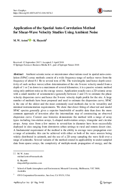 (PDF) Application of the Spatial Auto-Correlation Method for Shear-Wave ...