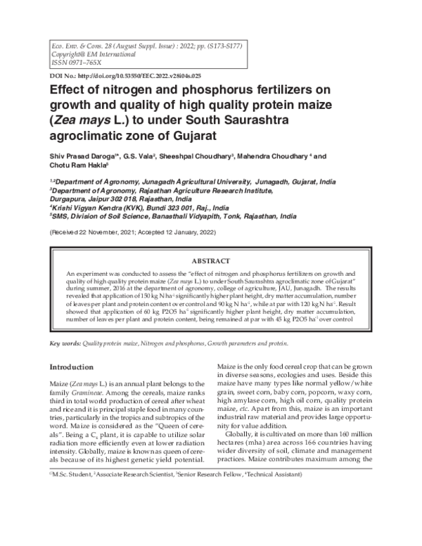 (PDF) Effect of nitrogen and phosphorus fertilizers on growth and quality of high quality ...
