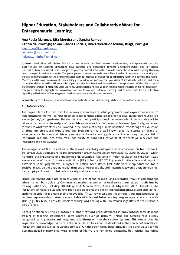 (PDF) Higher education, stakeholders and collaborative work for ...