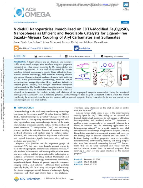 (PDF) Nickel(II) Nanoparticles Immobilized on EDTA-Modified Fe3O4@SiO2 ...