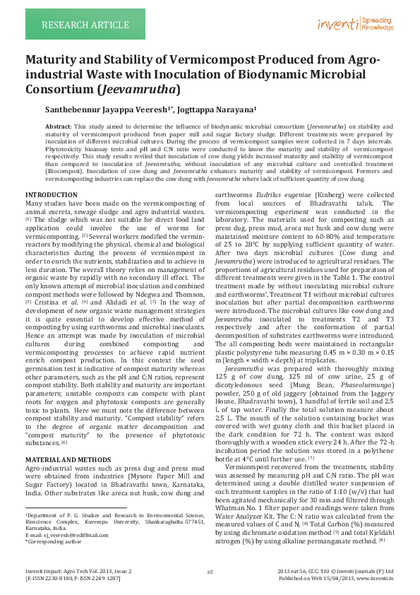 (PDF) Maturity and Stability of Vermicompost