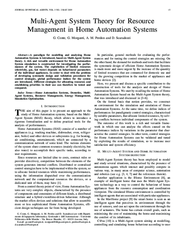 (PDF) Multi-agent system theory for resource management in home ...