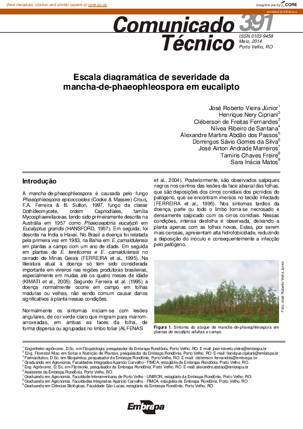 (PDF) Escala diagramática de severidade da mancha-de-phaeophleospora em ...