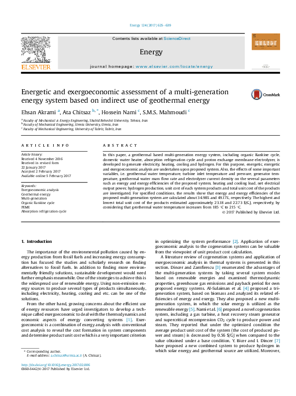 (PDF) Energetic and exergoeconomic assessment of a multi-generation ...