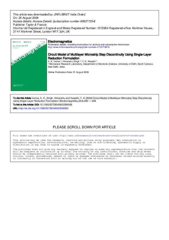 Pdf Circuit Model Of Multilayer Microstrip Step Discontinuity Using Single Layer Reduction