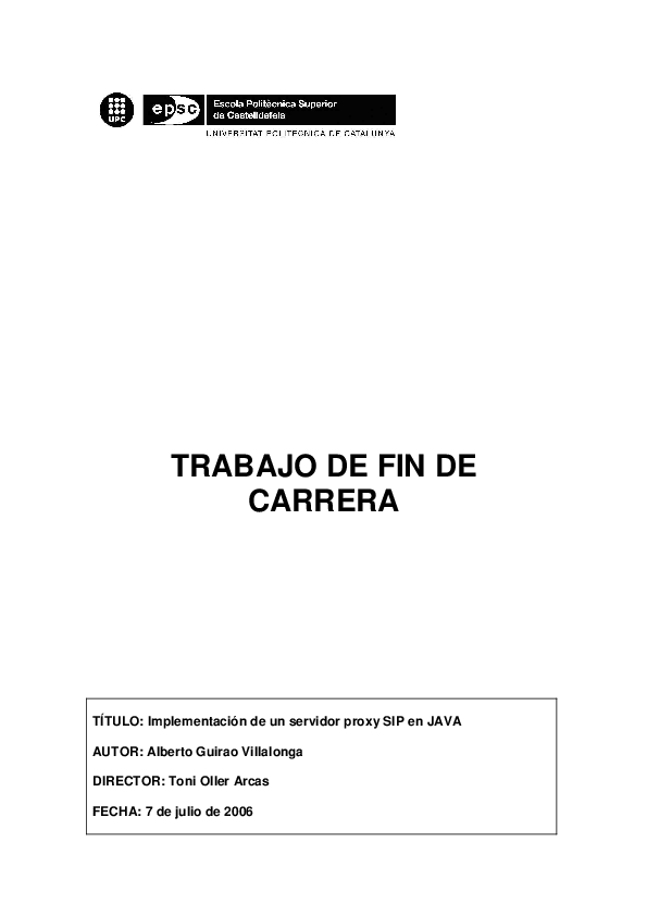 (PDF) Implementación de un servidor proxy SIP en JAVA